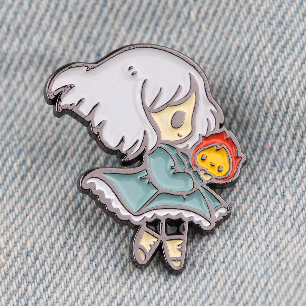 Howl’s Moving Castle – Chibi Sophie And Calcifer Badge Pin - Ghibli Store