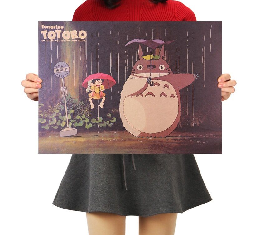 My Neighbor Totoro At The Bus Stop Kraft Paper Poster - Ghibli Store